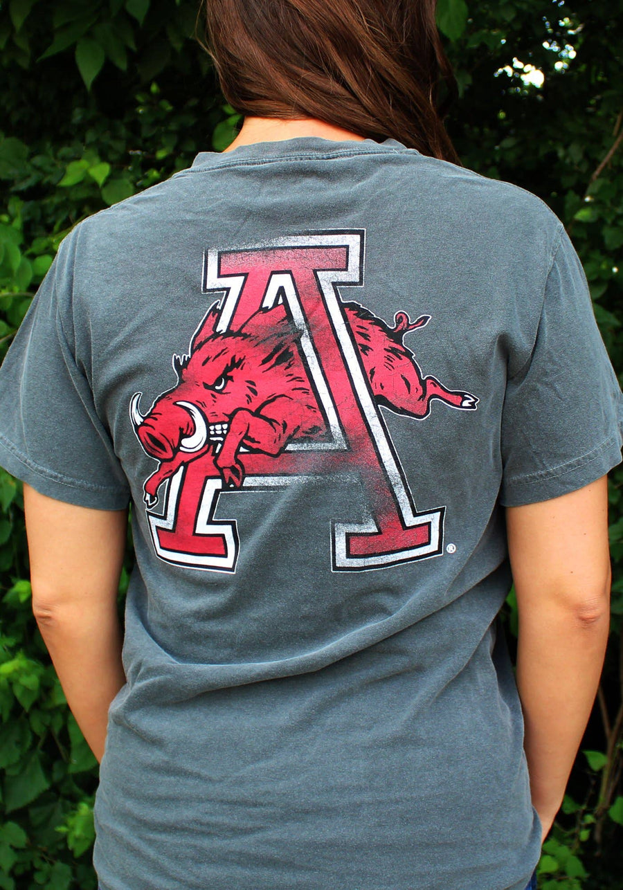 Razorback Hog Running Through the 'A' T-Shirt – Zen + Zeus Clothing Co.